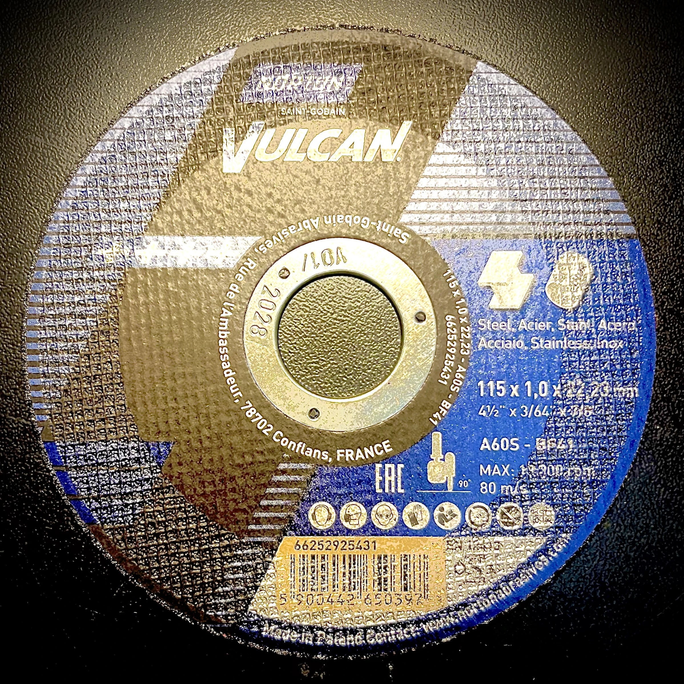 Cutting Slitting Disc 115 x 1mm x 22.23mm Vulcan Multi-Metal – Fixaball ...