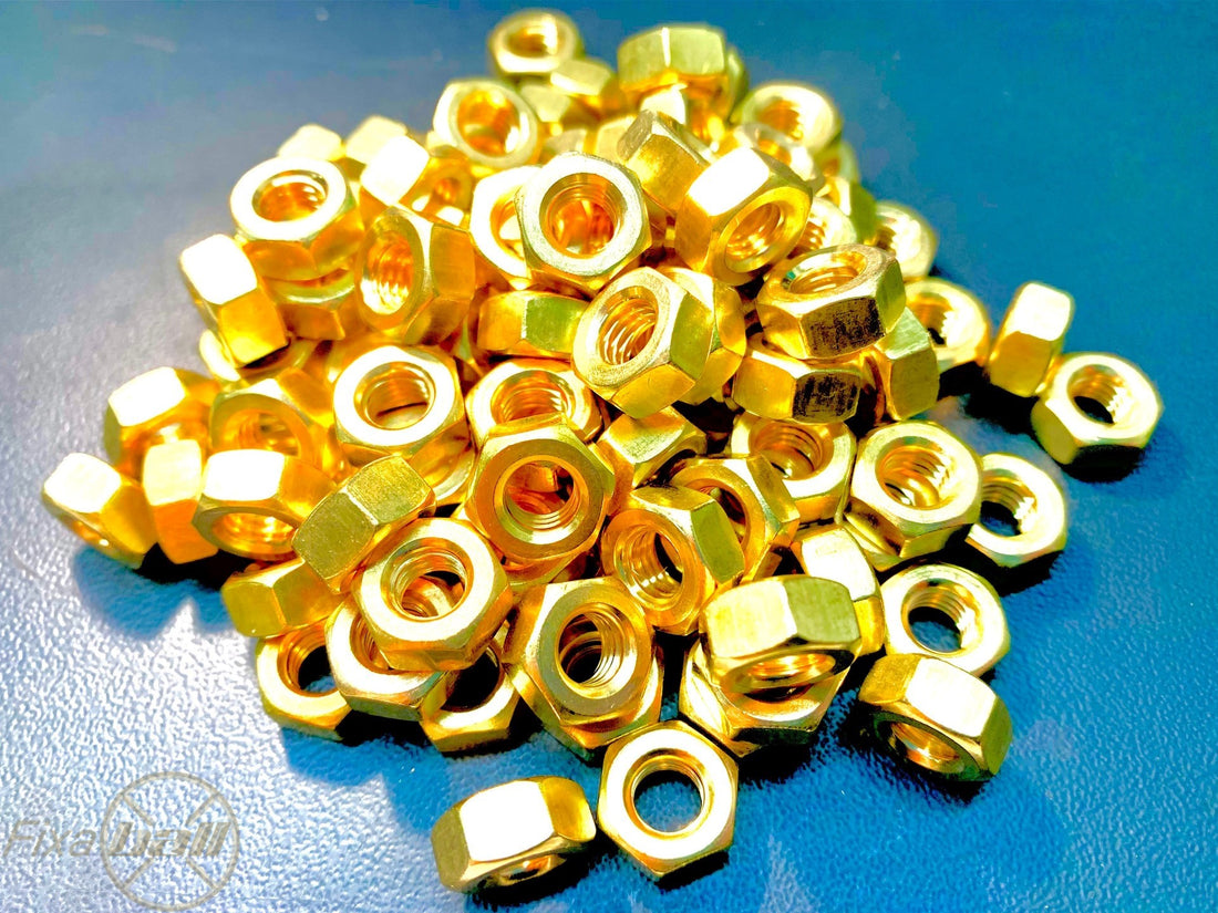 BA Hex Full Nut Brass DIN934 – Fixaball Ltd. Fixings and Fasteners UK